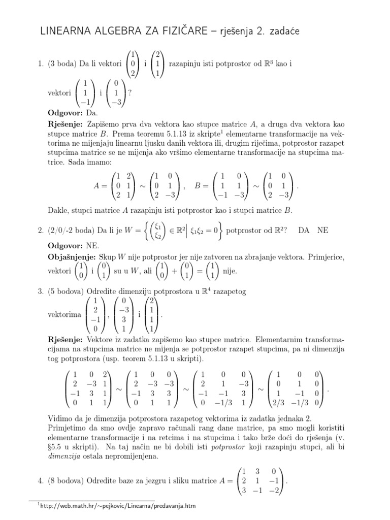 Linearna Algebra - Neki Zadaci | PDF