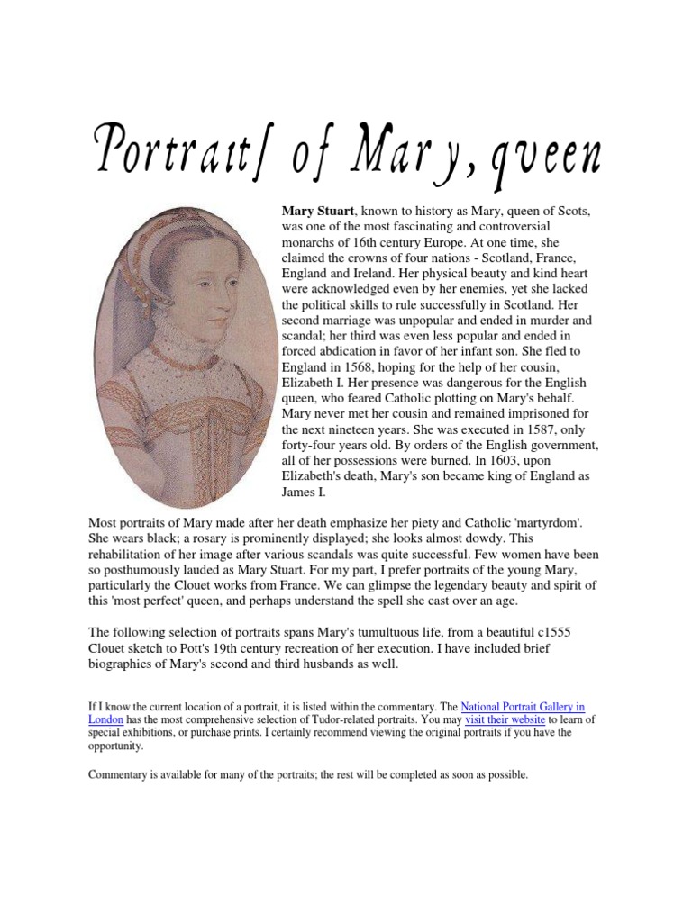 Mary Stuart, Known To History As Mary, Queen of Scots,: National ...
