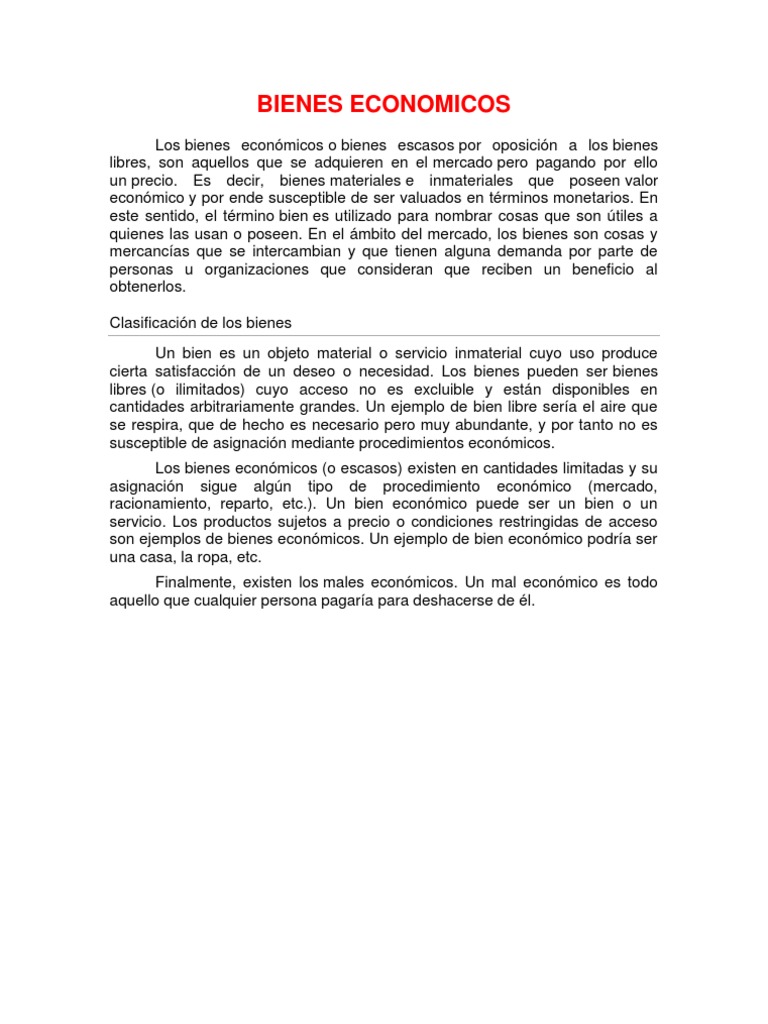 Bienes Libres | PDF | Bienes | Microeconomía