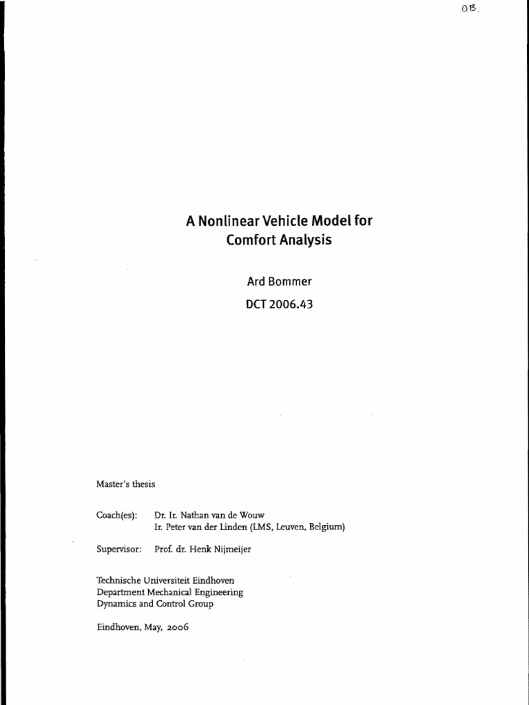 A Nonlinear Vehicle Model For Comfort Analysis Download Free Pdf Suspension Vehicle Friction
