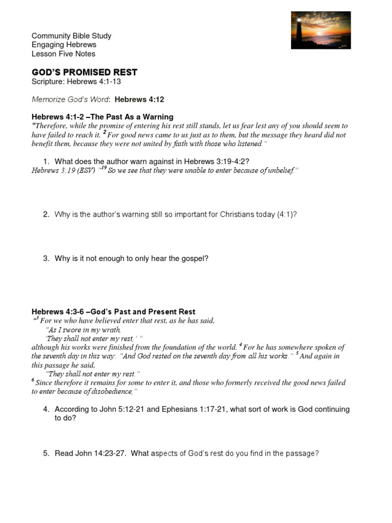Engaging The Book of Hebrews, Lesson Five | PDF | The Gospel | Sin
