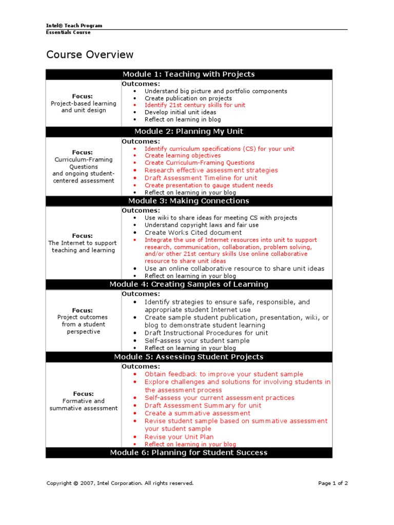 Course Overview: Module 1: Teaching With Projects | PDF
