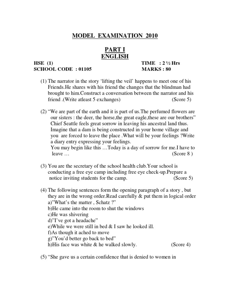 Model Examination 2010 English | PDF | Language Arts & Discipline