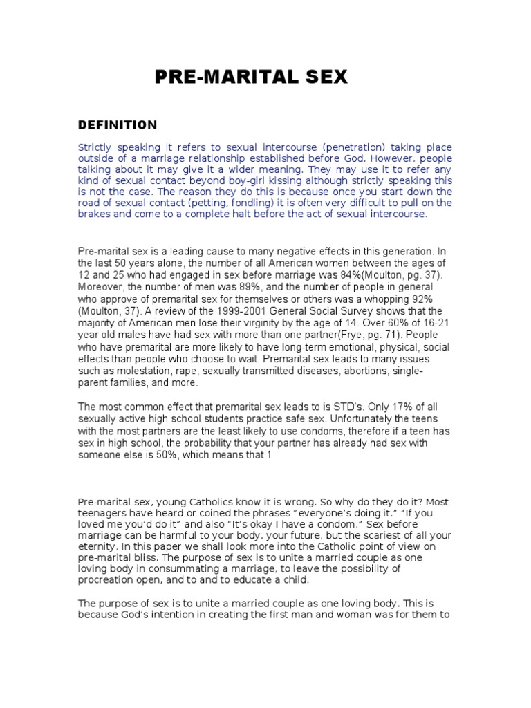 Pre Marital Sex Pdf Sexual Intercourse Human Sexual Activity