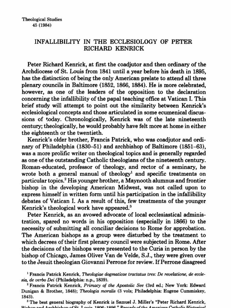 Kenrick's Ecclesiology and Infallibility | PDF | Saint Peter | Pope