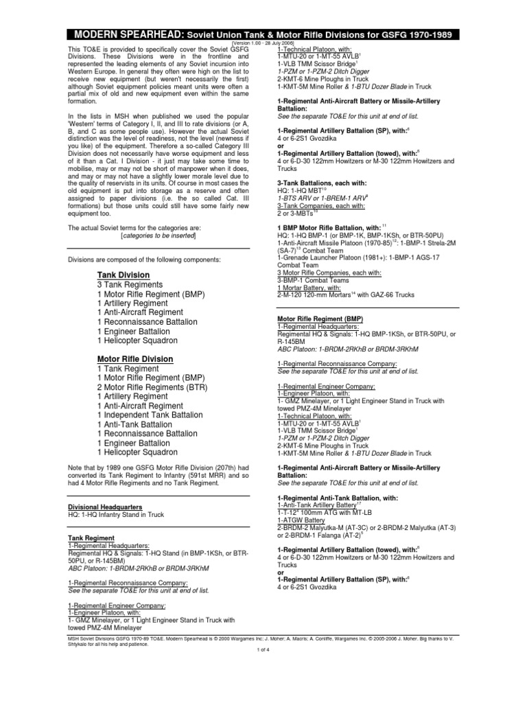 MSH Soviet GSFG v100 | PDF | Battalion | Regiment