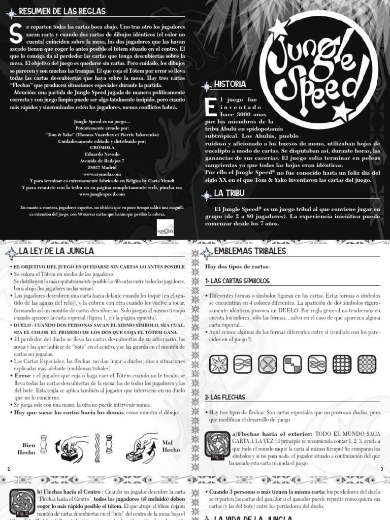 Instrucciones Jungle Speed | PDF | Jugando a las cartas | Ocio