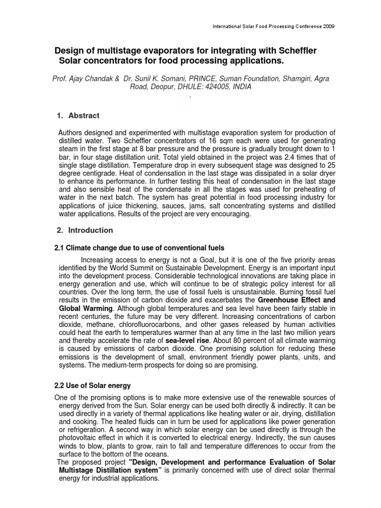 Design of Multistage Evaporators For Integrating With Scheffler Solar ...