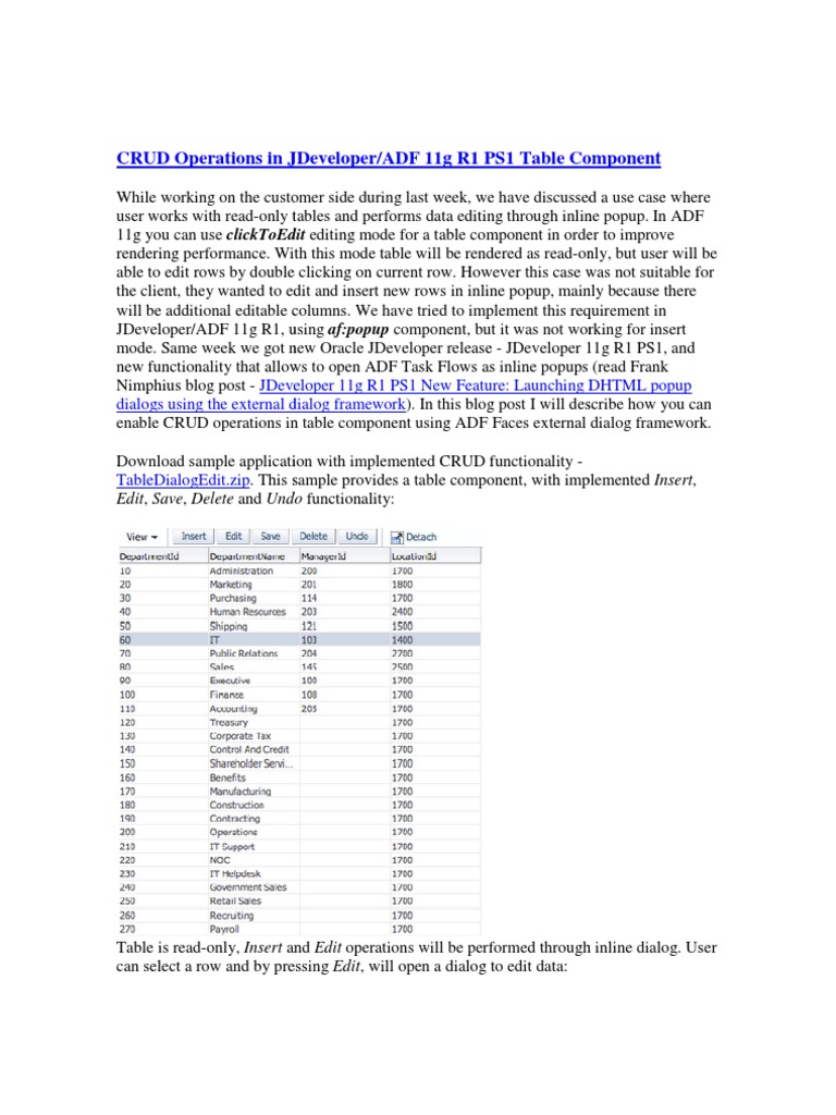 CRUD en JDeveloper PDF | PDF | Software | Information Technology Management
