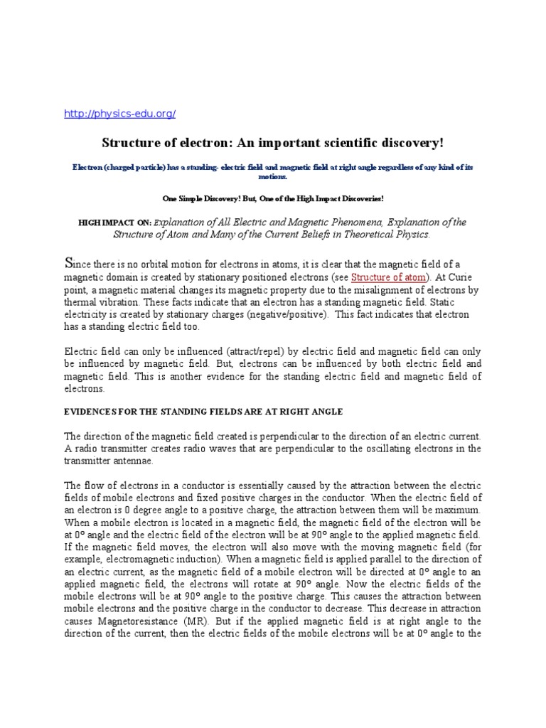 Aether and Structure of Electron | PDF | Electron | Atoms