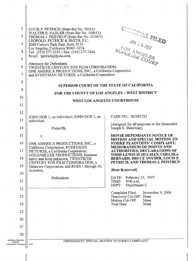 Borat Anti-Slapp Motion | PDF | Litigation