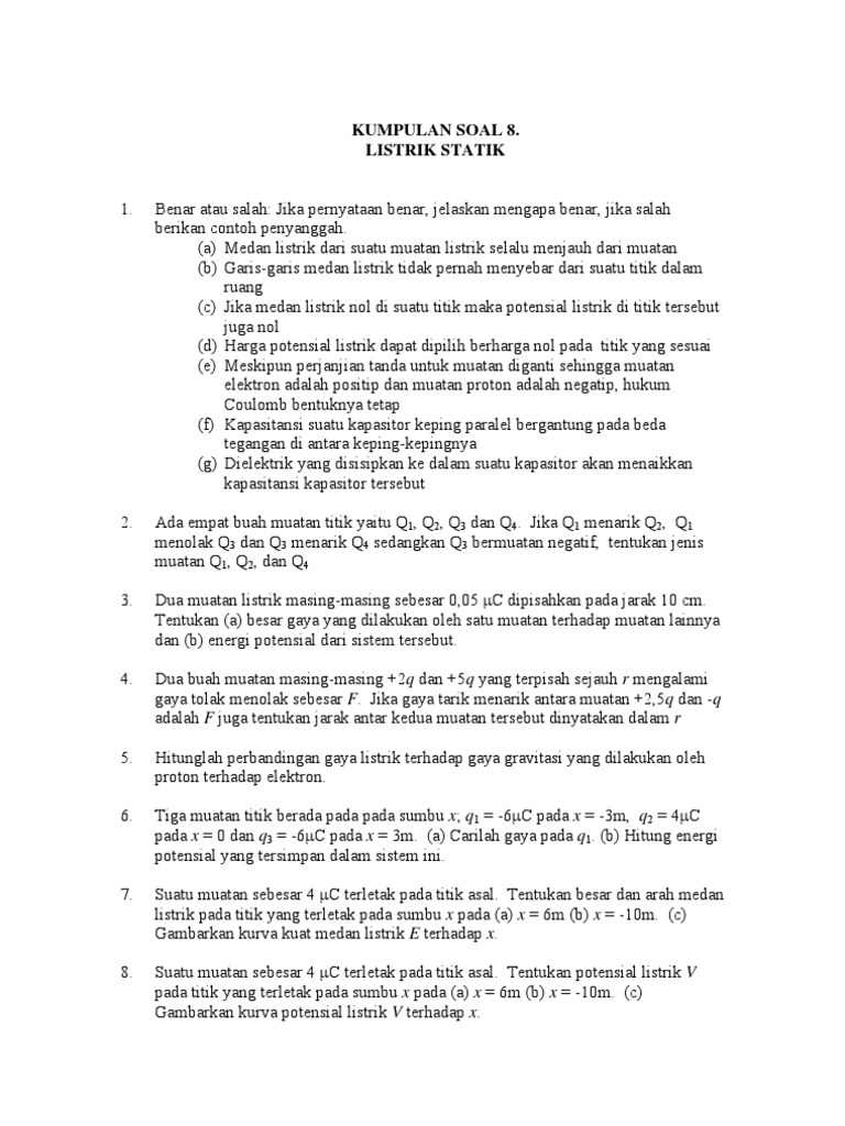 Kumpulan Soal Listrik Statik | PDF