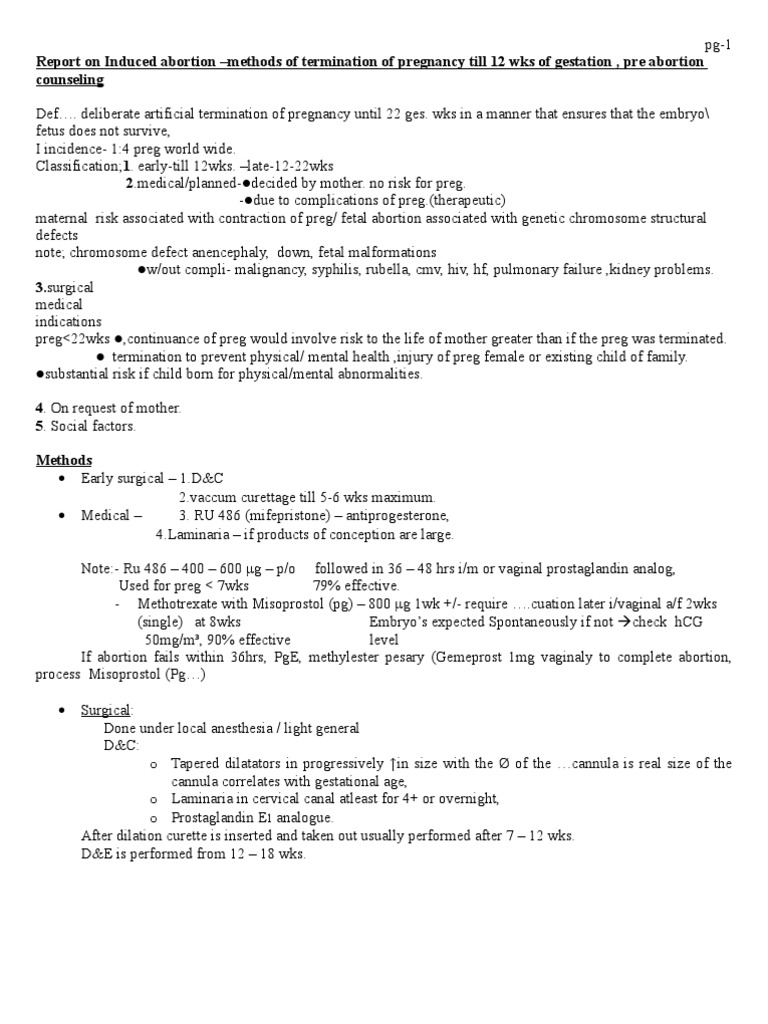 Report On Induced Abortion - Methods of Termination of Pregnancy Till ...