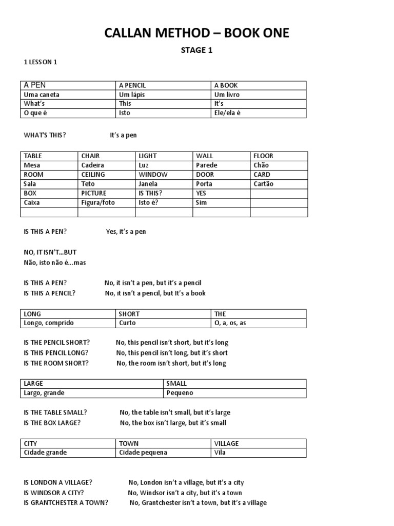 Callan Method - Book One: Stage 1 | PDF | Brown | Art Materials