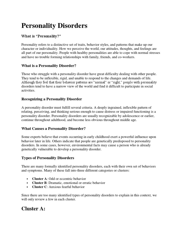 Personality Disorders Notes & Links | PDF | Personality Disorder ...