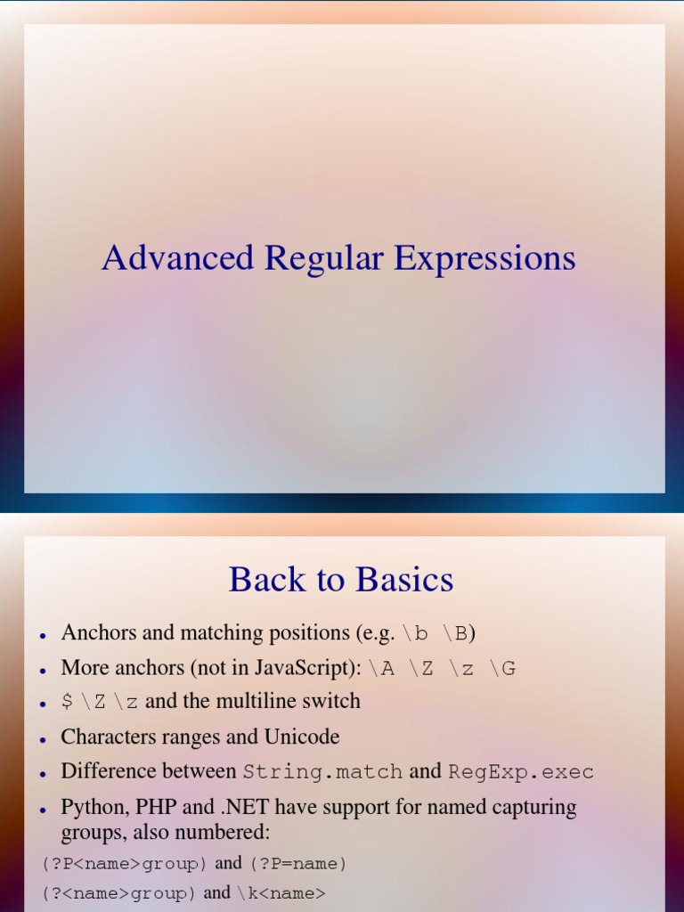Advanced Regular Expressions | PDF | Computers