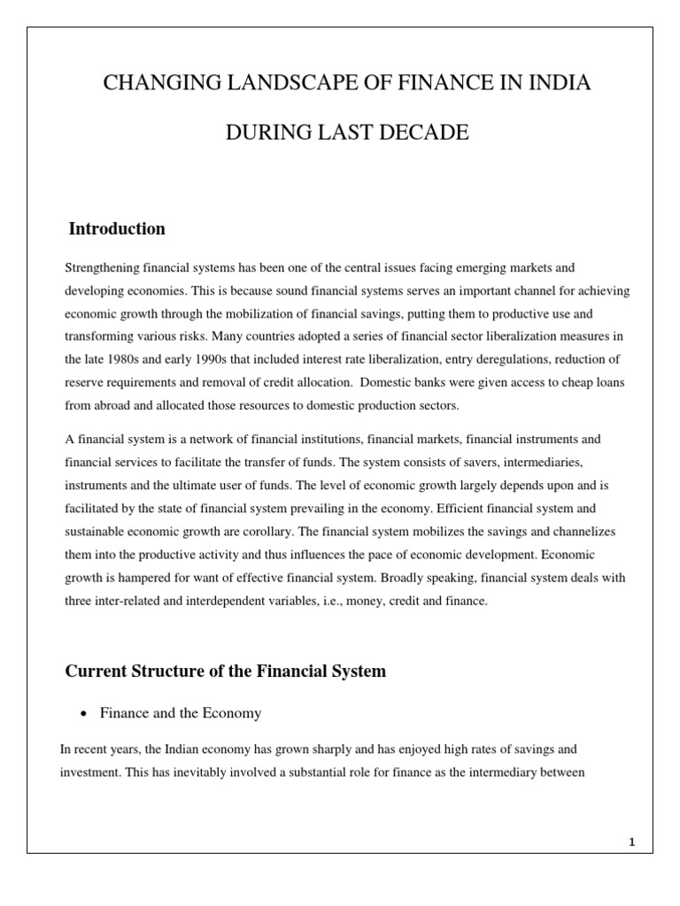 Changing Landscape of Finance in India During Last Decade: Finance and ...