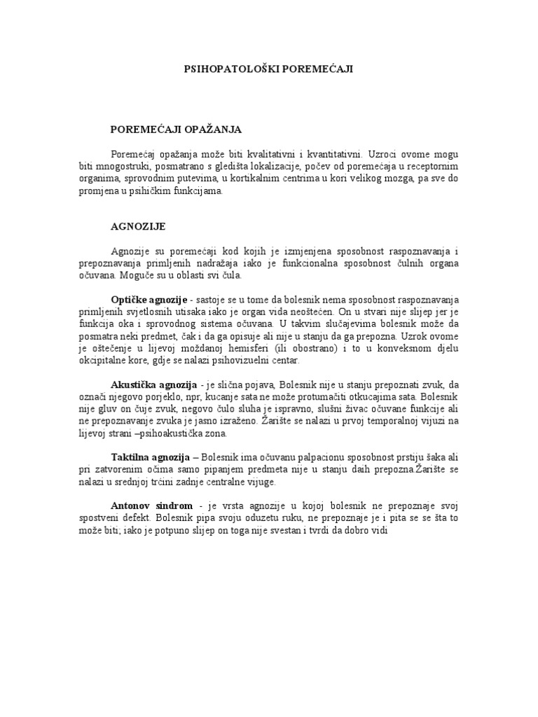 Psihopatoloski Poremecaji | PDF