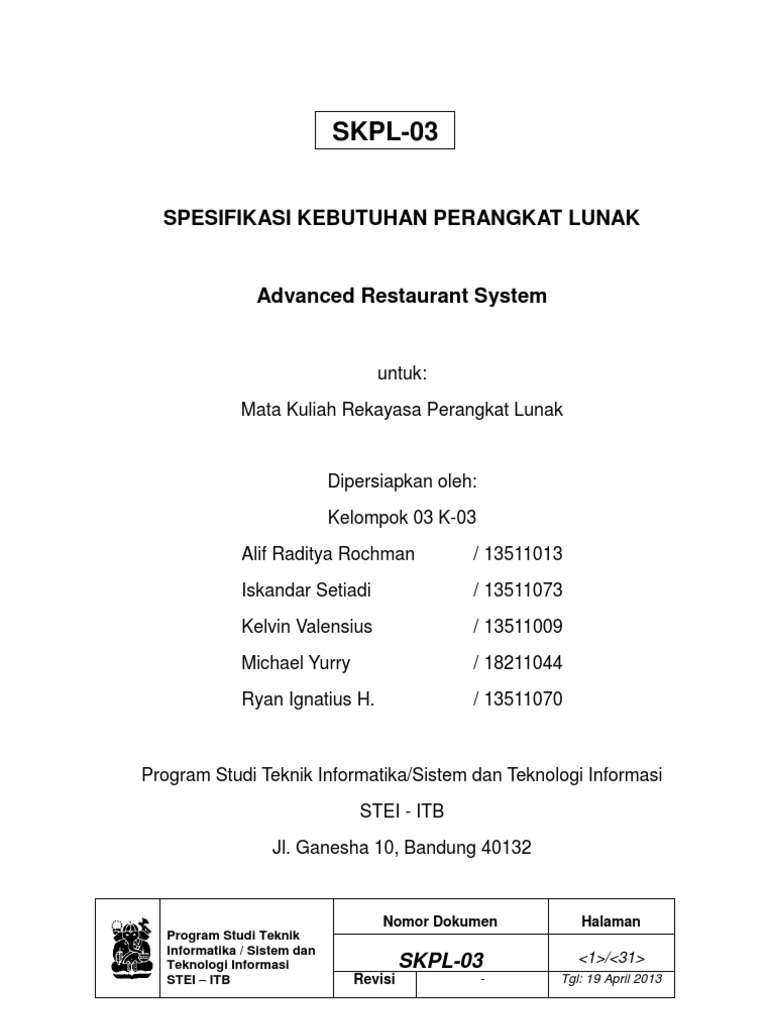 SKPL Advanced Restaurant System | PDF | Komputer