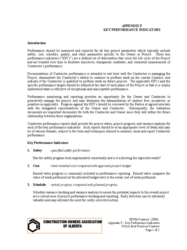 Establishing Key Performance Indicators to Measure and Monitor Project ...