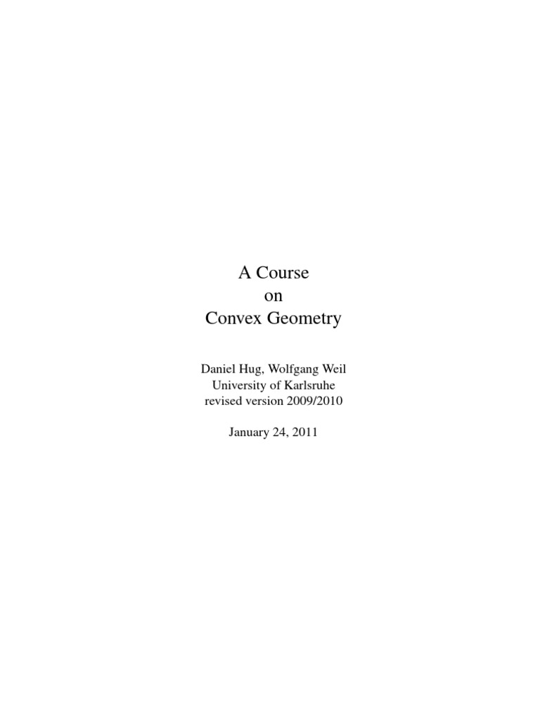 A Course On Convex Geometry | PDF | Linear Algebra | Algebra
