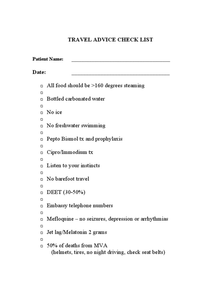 Essential Travel Health Checklist | PDF | Self-Improvement | Wellness