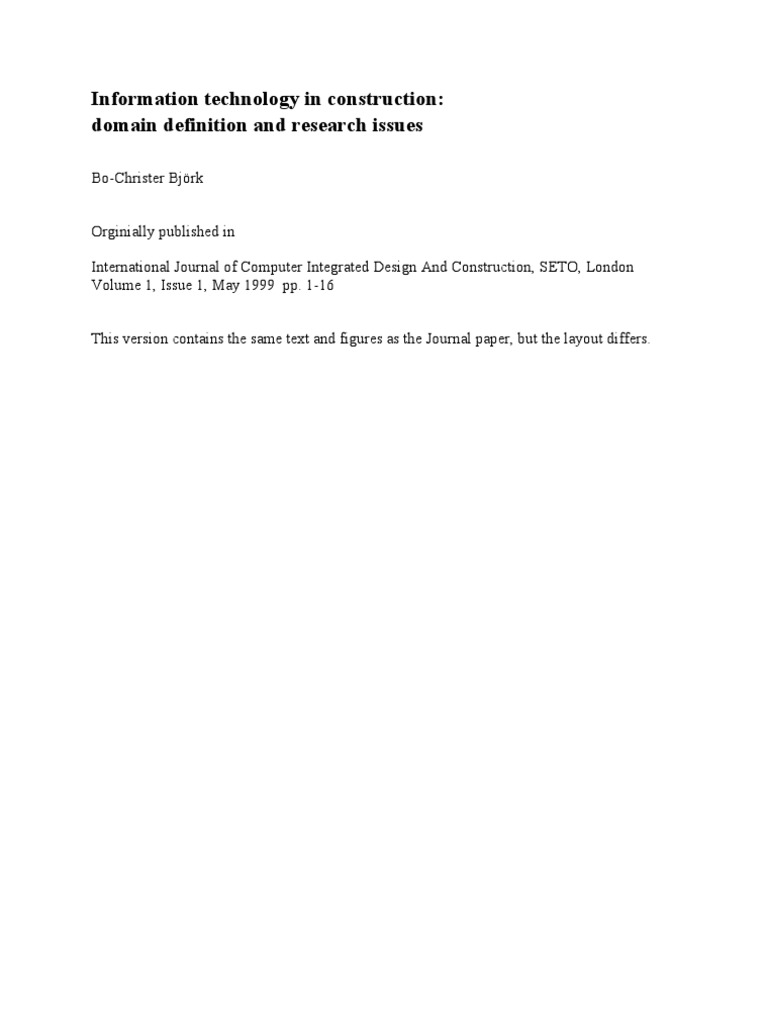 Information Technology in Construction | PDF | Prototype | Information