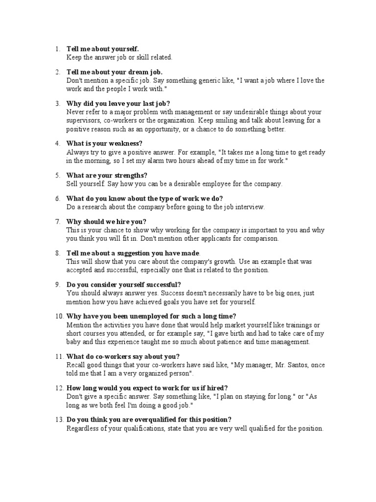 Job Interview Questions | PDF | Job Interview | Employment