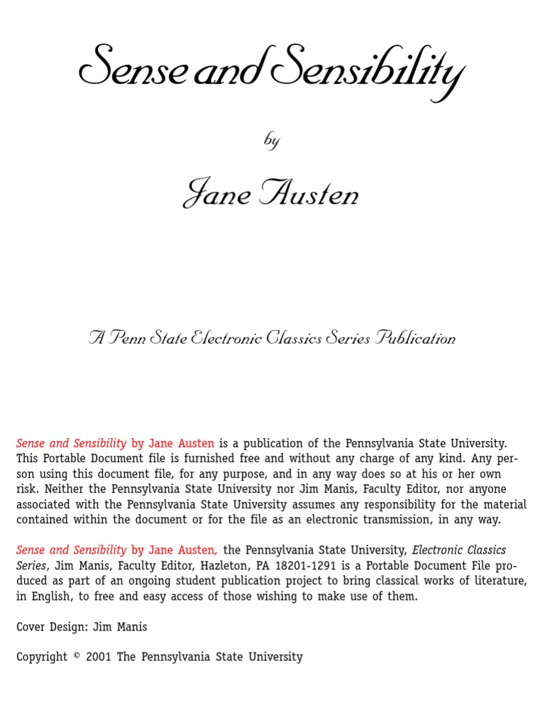 Sense and Sensibility | PDF | Elinor Dashwood | Sense And Sensibility