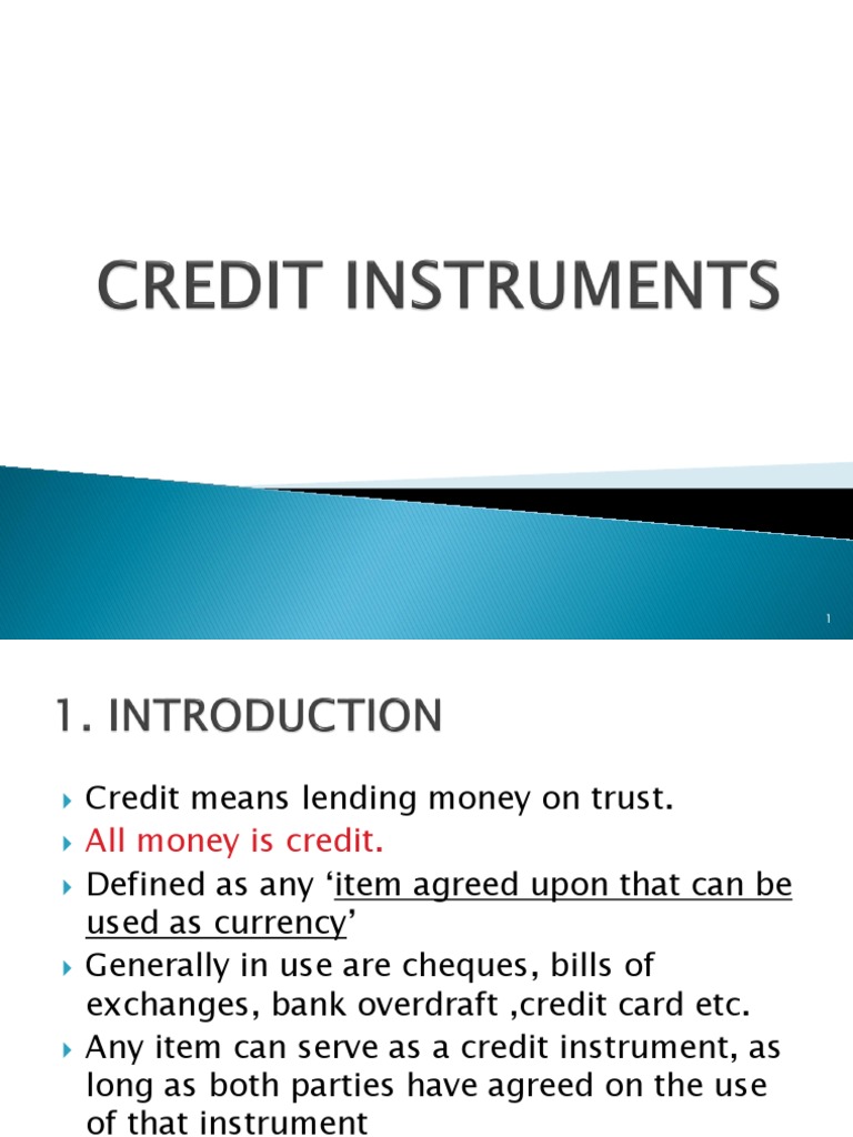 Credit Instruments | PDF | Negotiable Instrument | Cheque
