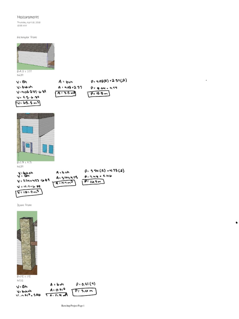 Google Sketchup Measurements | PDF