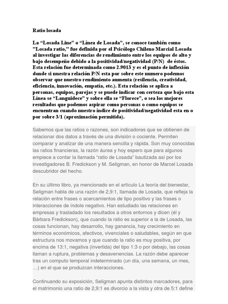 Ratio Losada | PDF | Science | Las emociones