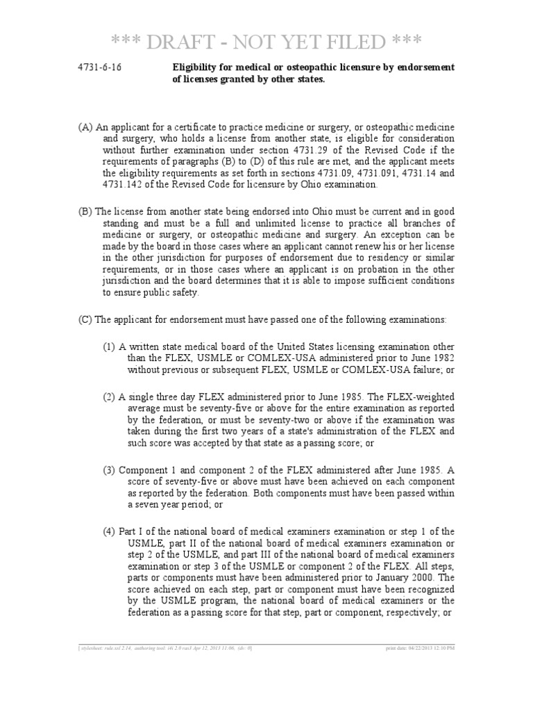 Oac 4731-6-16 Complete | PDF | United States Medical Licensing ...