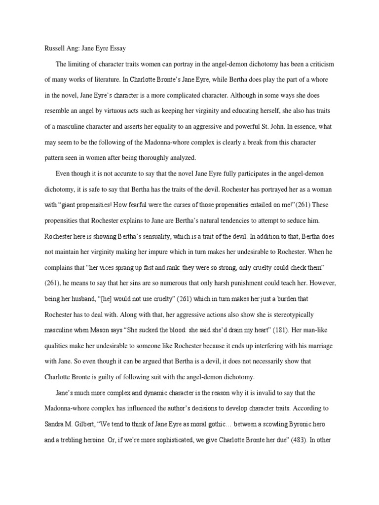 Angel Demon Dichotomy in Jane Eyre | PDF | Jane Eyre