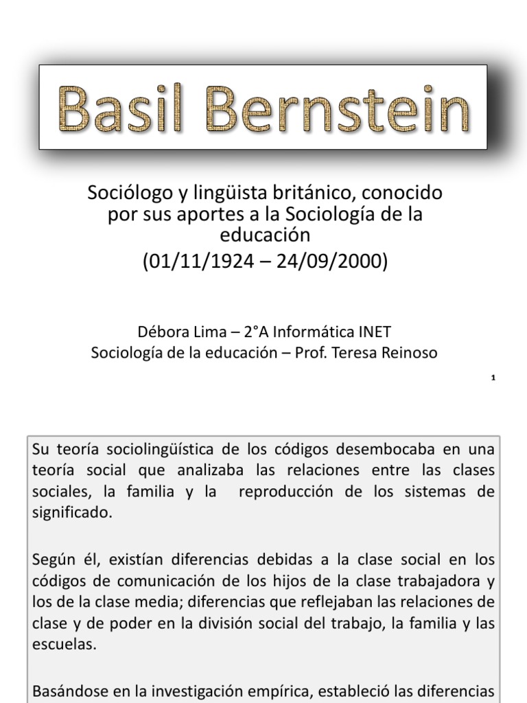 Basil Bernstein | PDF | Cognición | Ciencia cognitiva