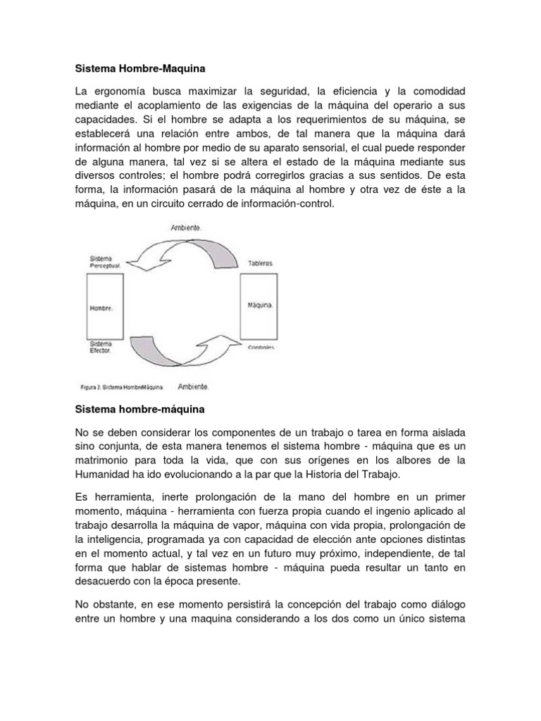Sistema Hombre Maquina Pdf Factores Humanos Y Ergonomía Información