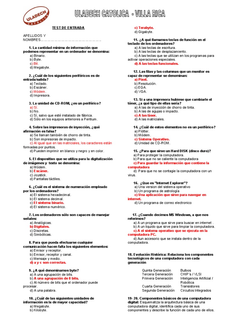 Test de Informatica Basica | PDF