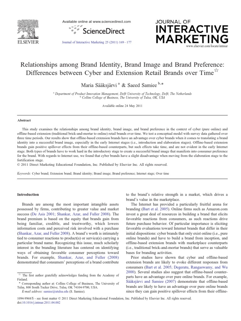 Relationships Among Brand Identity, Brand Image and Brand Preference ...