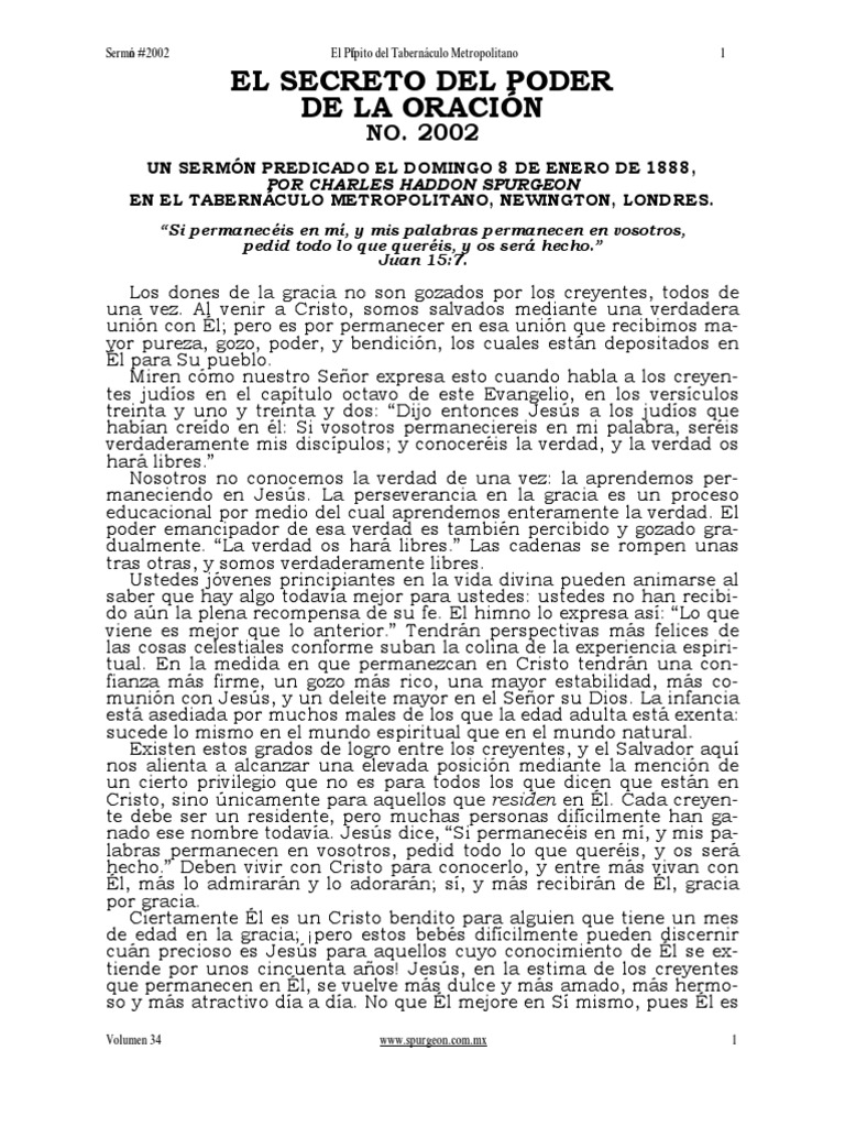 Juan 15 7 El Secreto Del Poder de La Oracion | PDF | Oración | Cristo ...