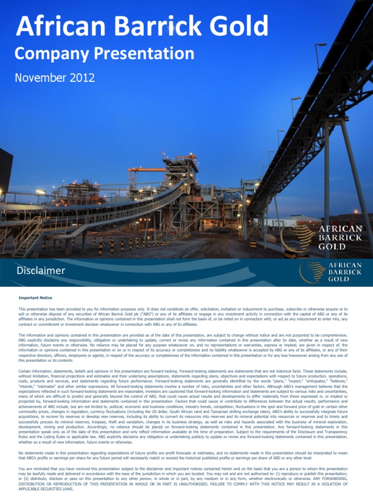 Corporate Presentation November 2012 | PDF | Mining | Profit (Accounting)
