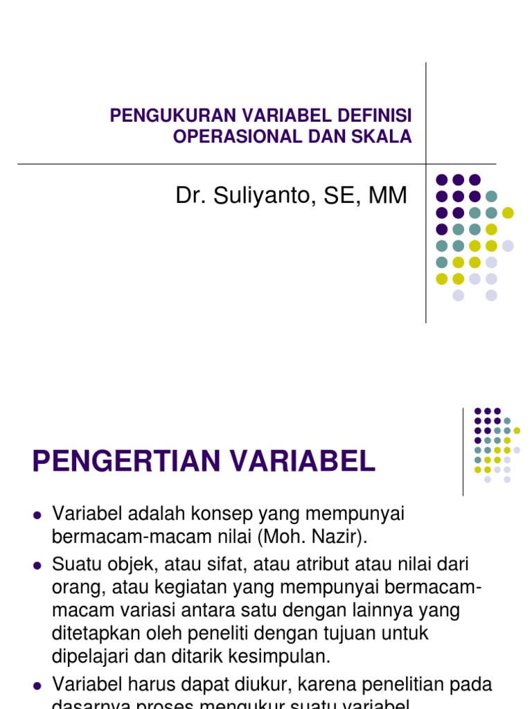 Pengukuran Variabel Definisi Operasional Dan Skala