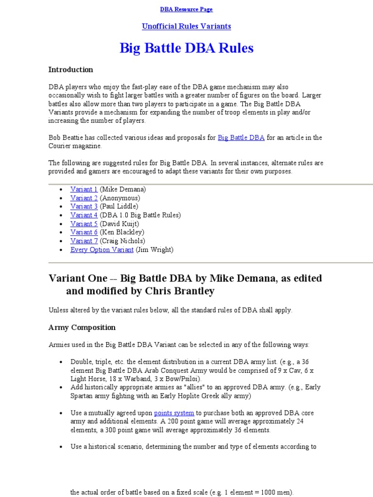 Big Battle DBA | PDF | Flanking Maneuver | Military