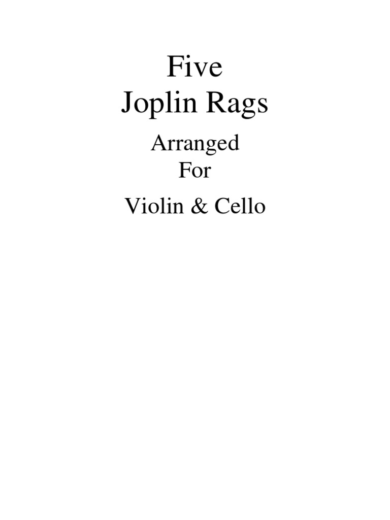 Five Joplin Rags VN Cello | PDF | Ragtime | Musical Instruments