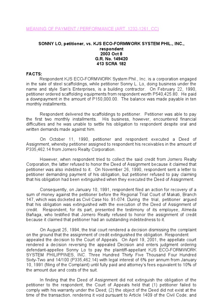 Oblicon Cases Group 3 | Download Free PDF | Assignment (Law) | Judgment ...