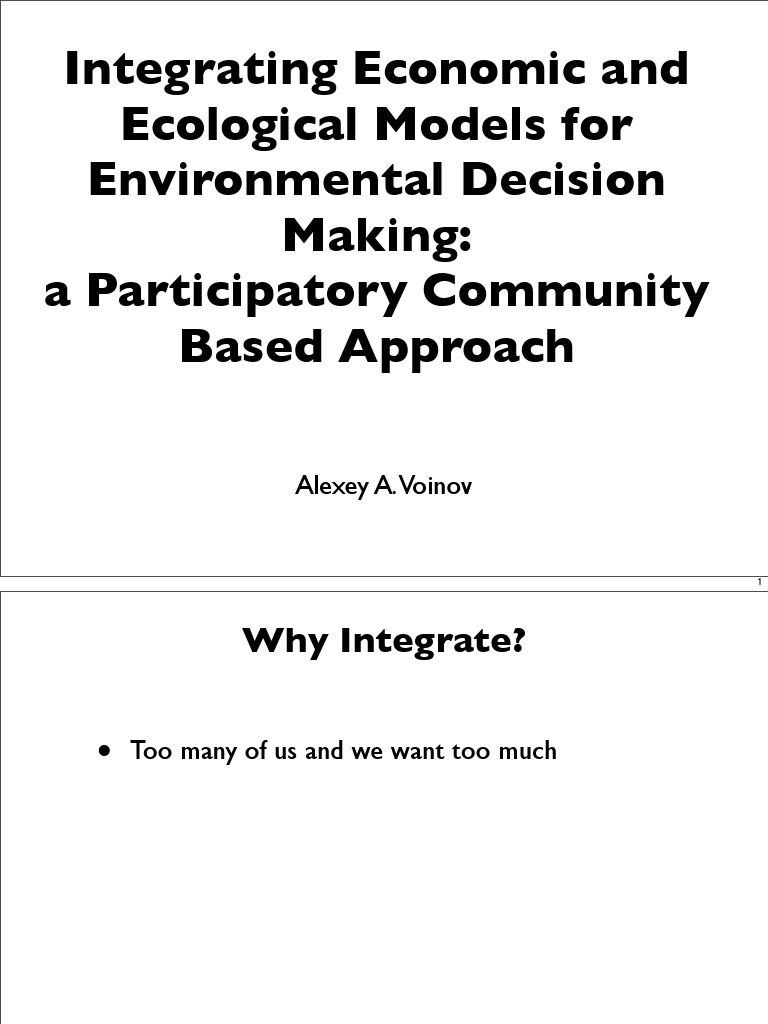 Integrating Economic and Ecological Models For Environmental Decision ...