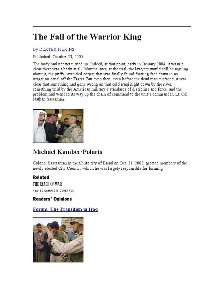 Fall of Lt. Col. Sassaman in Iraq | PDF | Travel