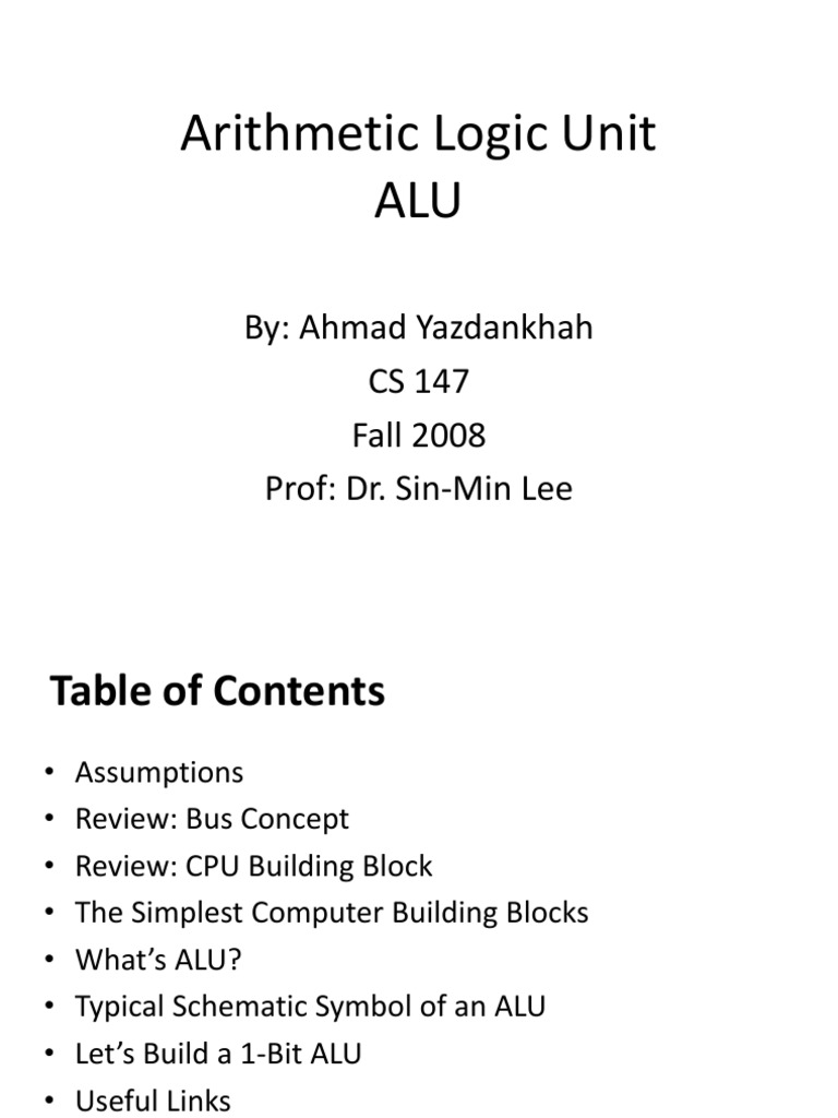 Arithmetic Logic Unit Central Processing Unit Arithmetic 