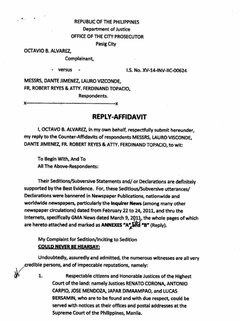 Reply To Counter Affidavit | PDF