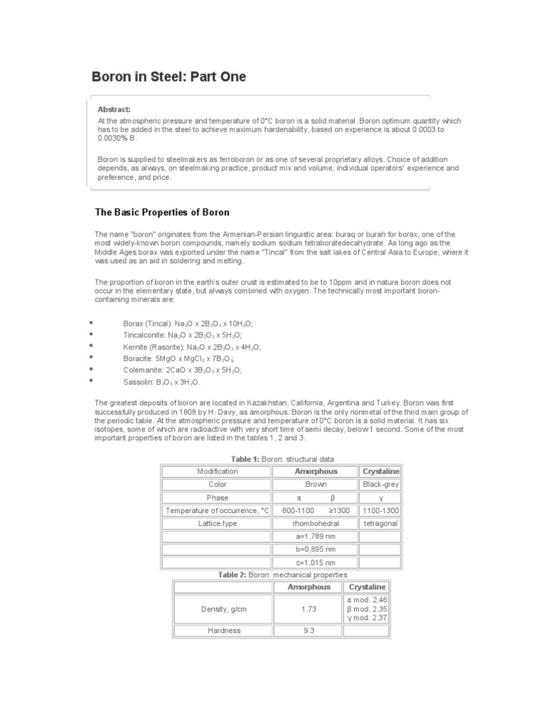 Boron in Steel | PDF | Boron | Steel