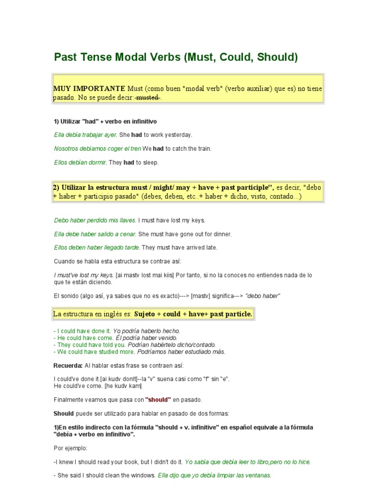 Past Tense Modal Verbs | PDF | Estilo (ficción) | Unidades Semánticas